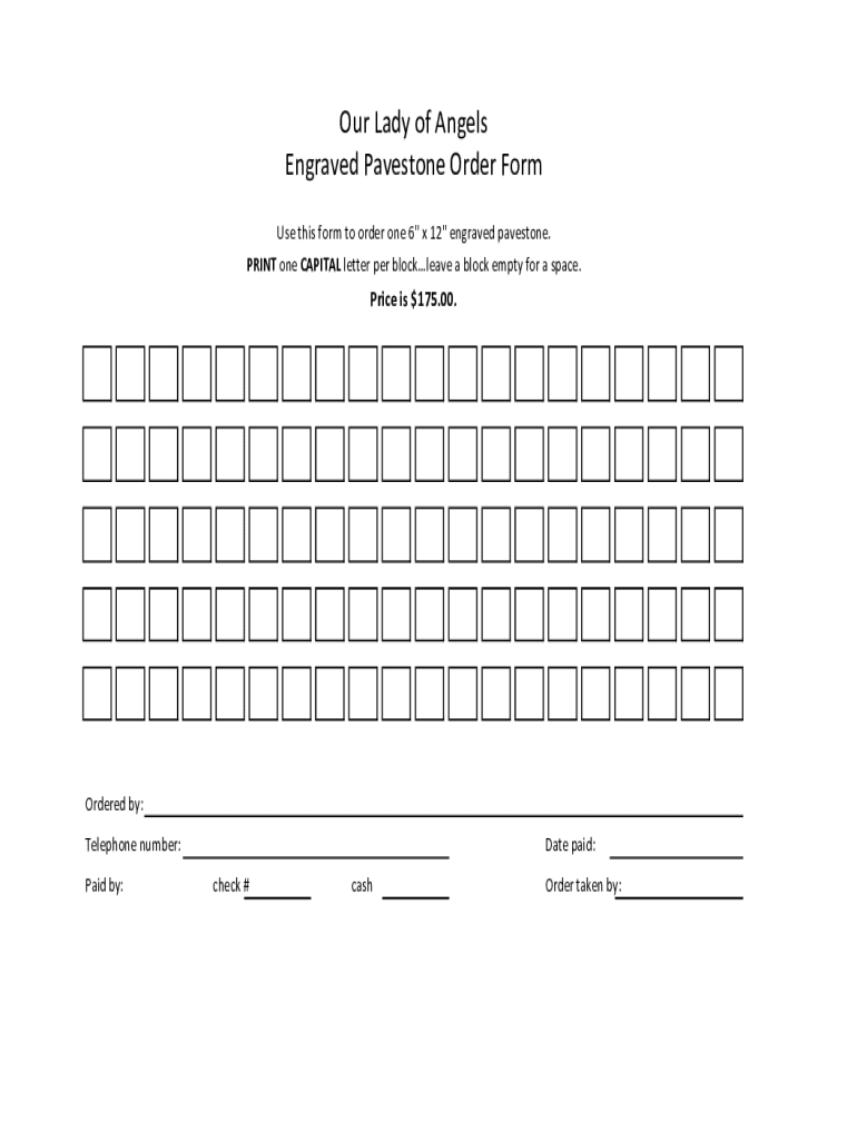 Fillable Online Pavestone Order Forms.xlsx - Our Lady of AngelsAllen ...