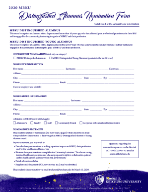Fillable Online Distinguished alumni award nomination form Fax Email Print - pdfFiller