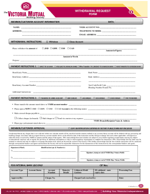 Fillable Online withdrawal request - form - VM Building Society Fax ...