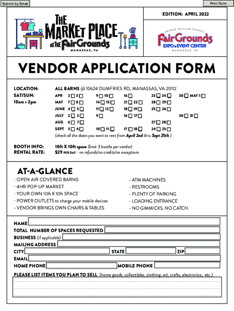 Fillable Online Vendor ApplicAtion Form - The Prince William County Fair Fax Email Print - pdfFiller
