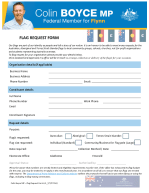 Fillable Online Flag Request FormColin Boyce MP Fax Email Print - pdfFiller
