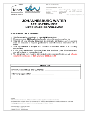 Job application - Johannesburg Water - Yumpu Doc Template | pdfFiller