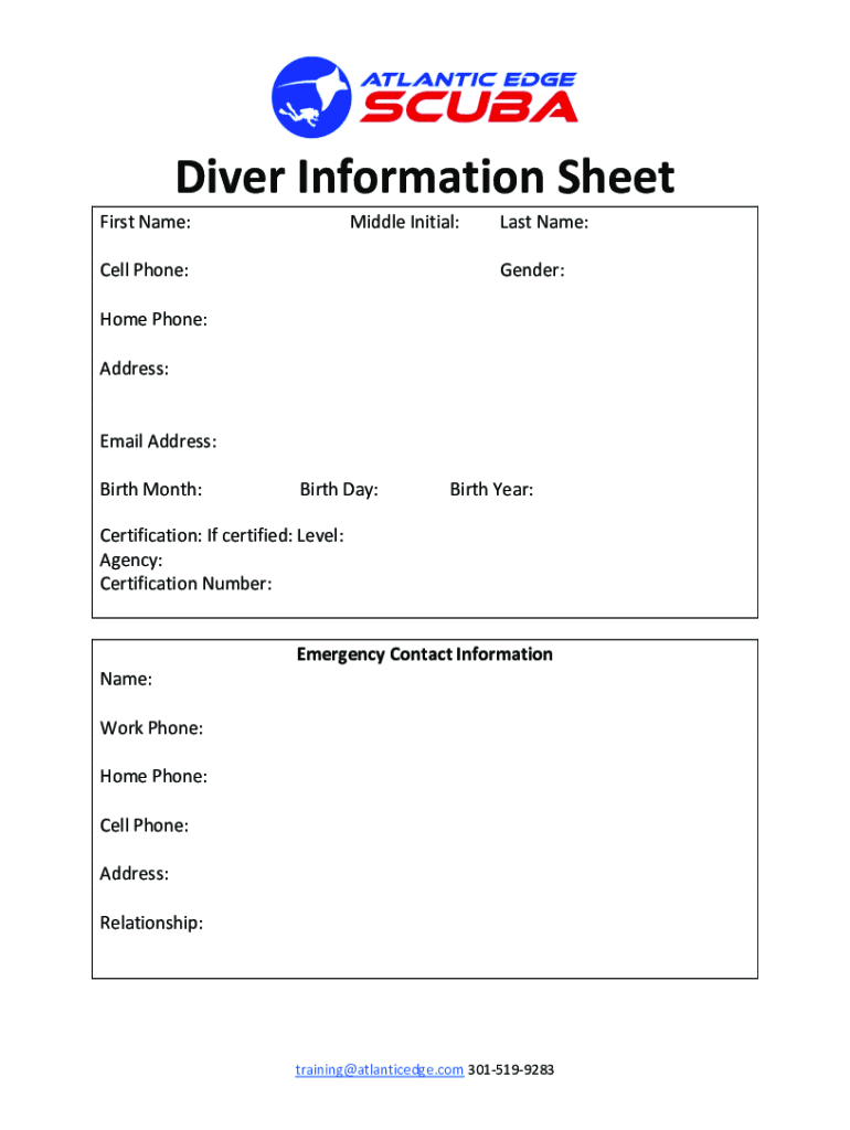 Fillable Online Student-Profile-and - A1 Scuba Fax Email Print - pdfFiller
