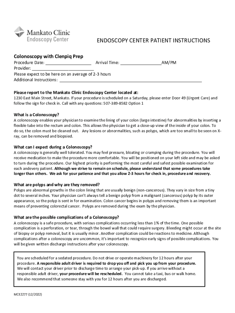 Fillable Online 03123--Clenpiq Bowel Prep Instructions (patient handout ...