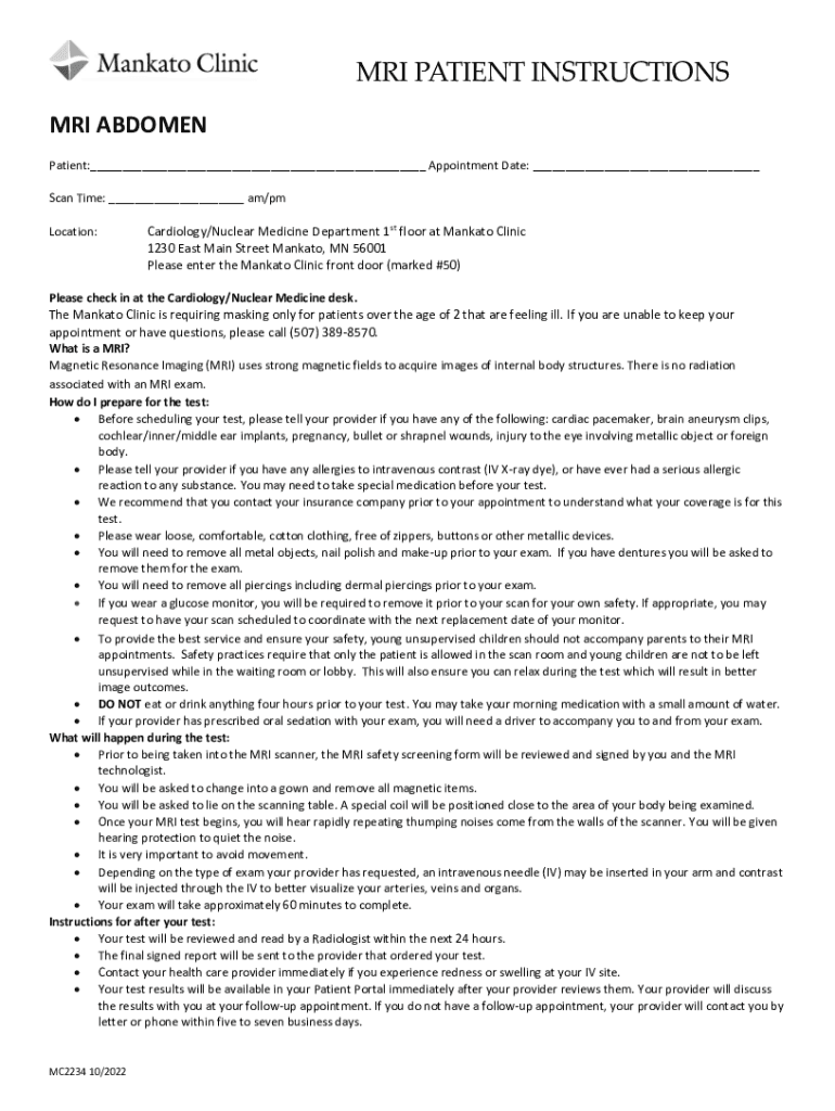Fillable Online Preparing for Abdomen and Pelvis MRI - UC Davis Health ...