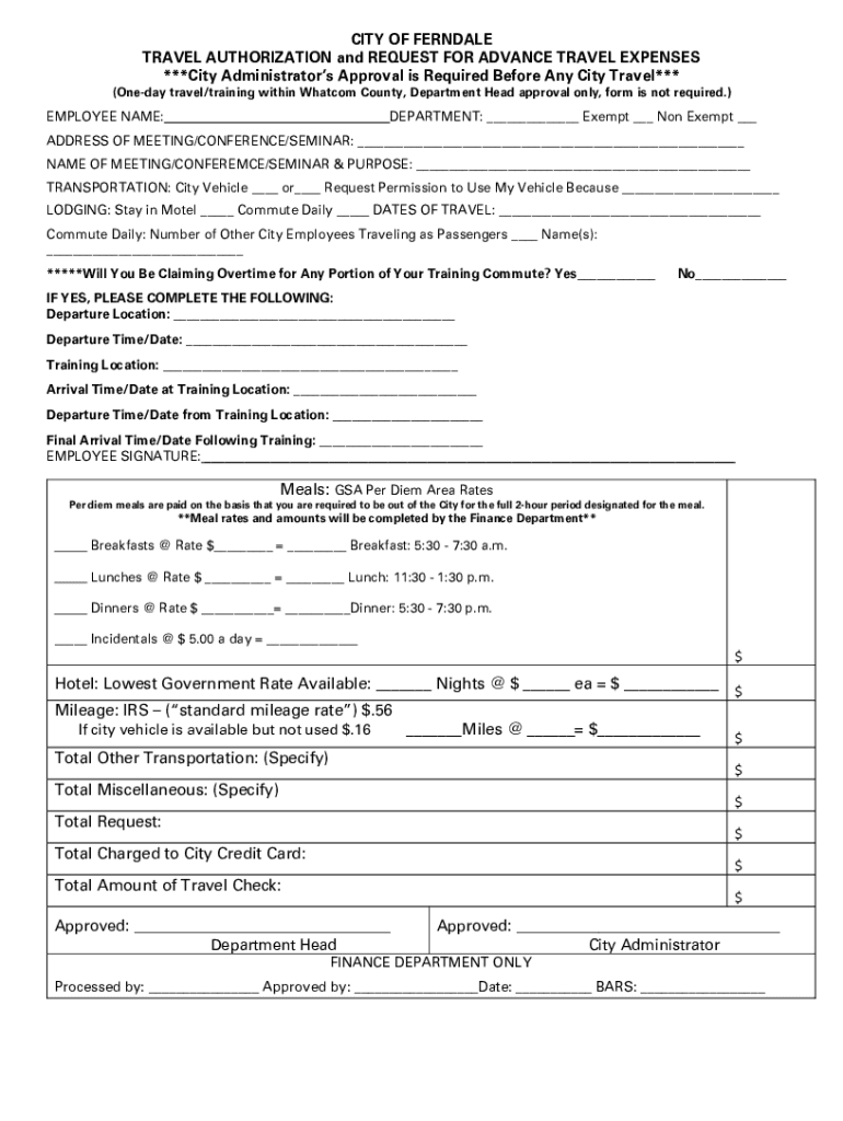 Fillable Online Travel Authorization and Request for Advance ... - MRSC ...