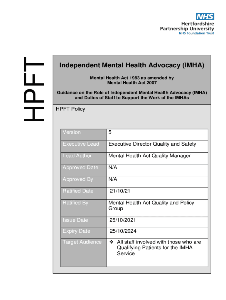 Fillable Online What is the Mental Health Act? Fax Email Print - pdfFiller