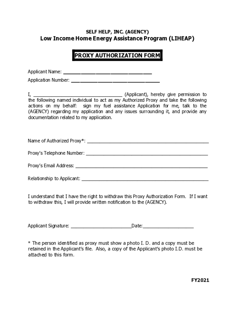Fillable Online Home Energy Assistance Program Forms - Self Help, Inc ...