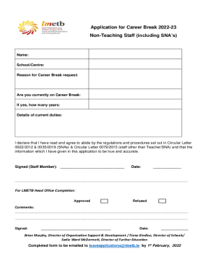 Fillable Online Career break application Word - University of York Fax ...