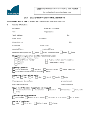Fillable Online Fillable 2021 2022 Executive Leadership Application ...