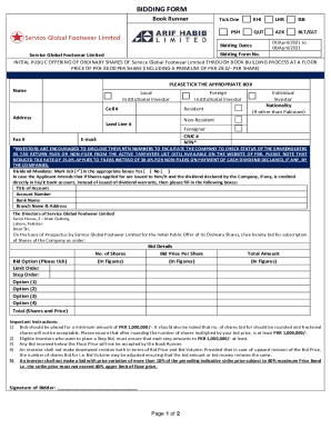 Fillable Online Bidding Form - Service Global Footwear Limited Fax ...