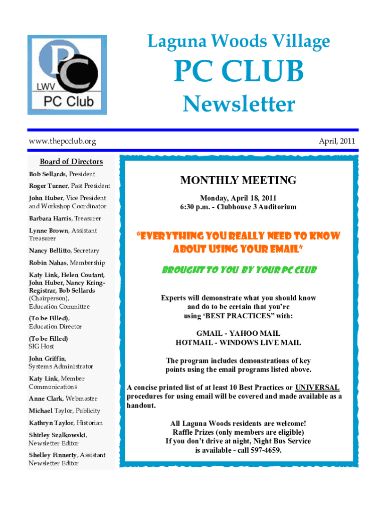 Fillable Online PC CLUB - Woods Village Fax Email Print - pdfFiller