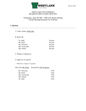 Fillable Online D Approval of Agenda Fax Email Print - pdfFiller