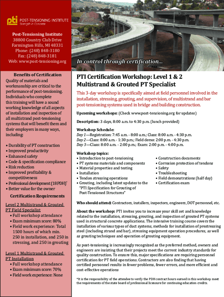 Fillable Online Post Tensioning Tendon Installation and Grouting Manual ...