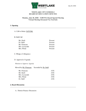 Fillable Online Call to Order: 5:07 P Fax Email Print - pdfFiller