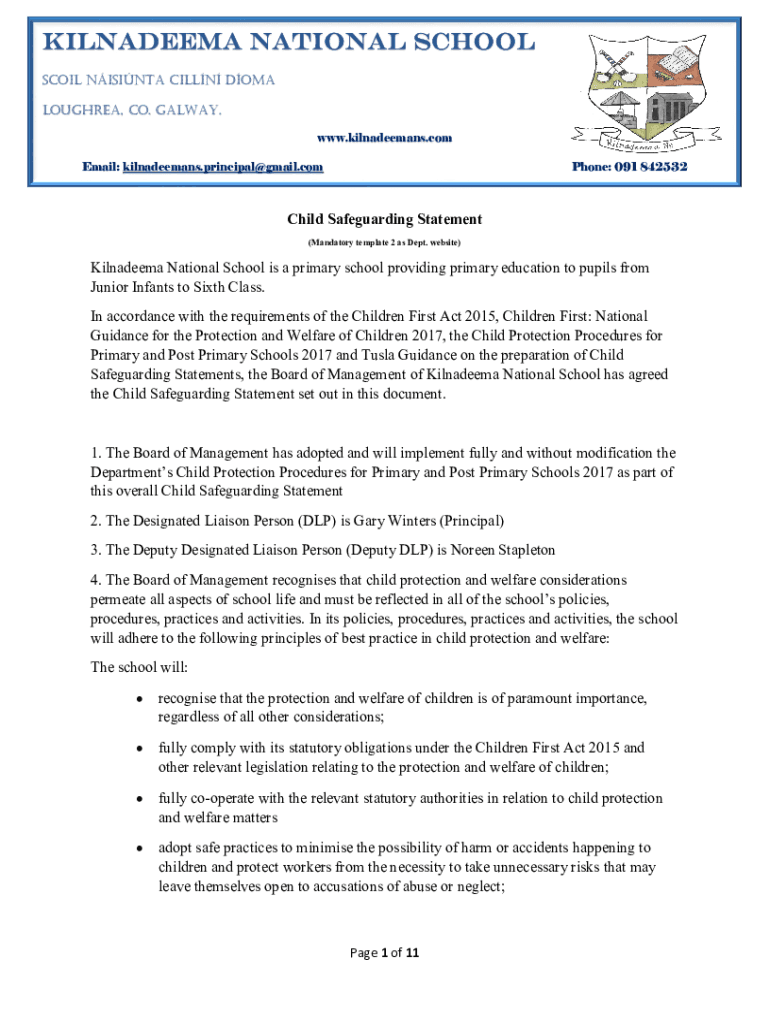 Fillable Online Child Safeguarding Statement 2020 Fax Email Print ...