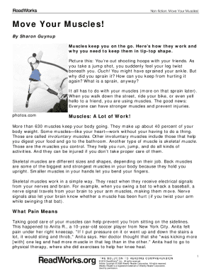 Fillable Online Move Your Muscles!, Fourth Grade Reading Passage Fax ...