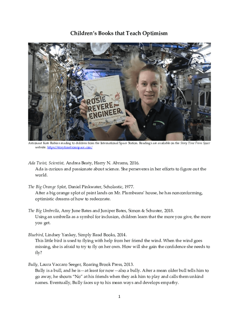 Fillable Online Story Time From Space: Astronauts Read to Kids! Fax ...