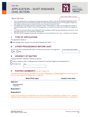 Fillable Online ApplicationDust Diseases Civil Action Fax Email Print - pdfFiller