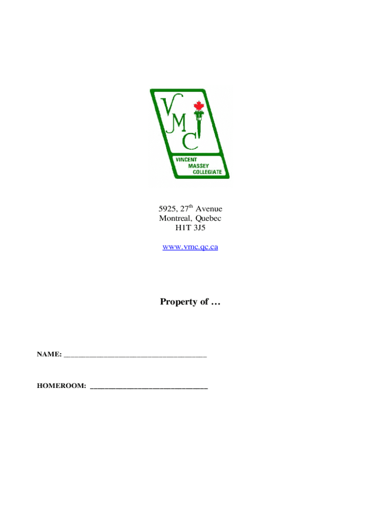 Fillable Online Principal's Message - VINCENT MASSEY COLLEGIATE Fax Email Print - pdfFiller