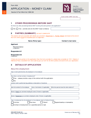 Fillable Online ApplicationMoney Claim. Form A38 Fax Email Print ...
