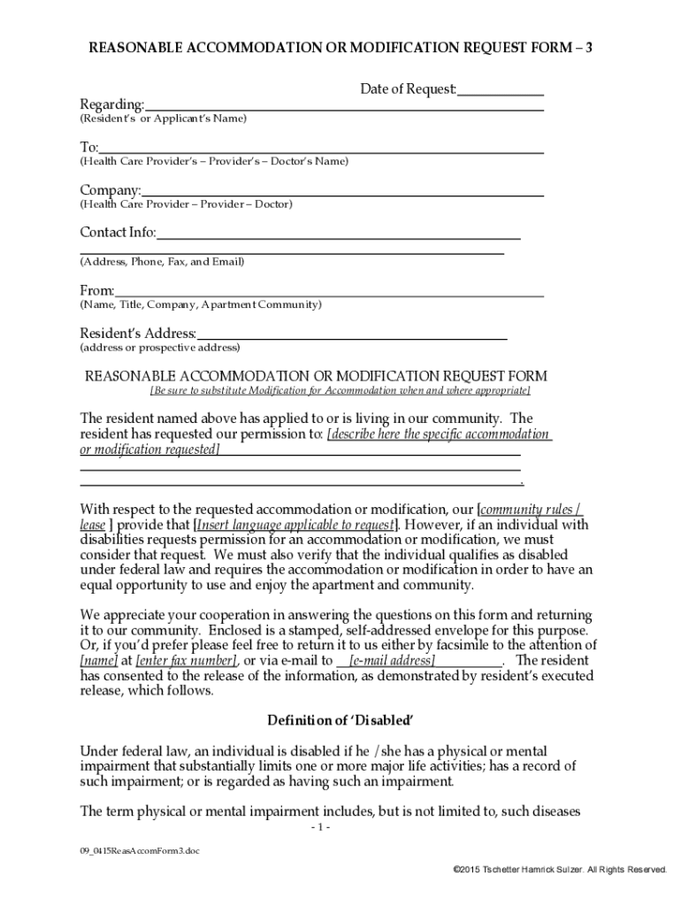 Fillable Online Fair Housing for Tenants with Disabilities: - NCHFA Fax ...