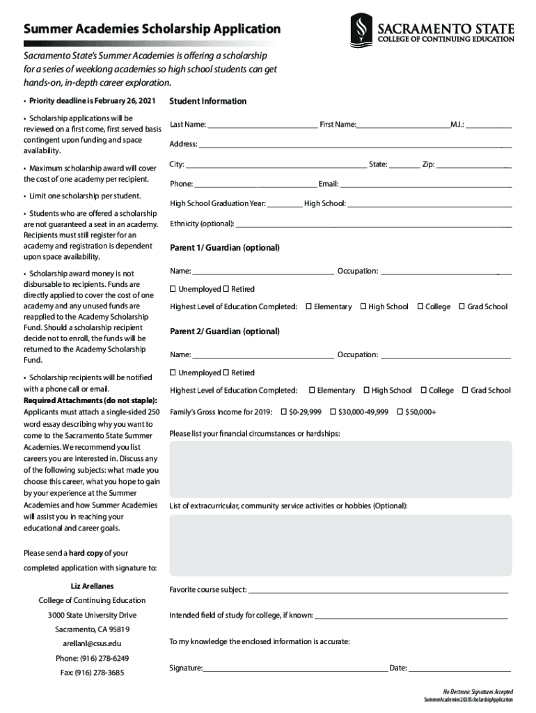 Fillable Online apps cce csus Summer Enrichment Programs - Saint Mary's High School Fax Email ...