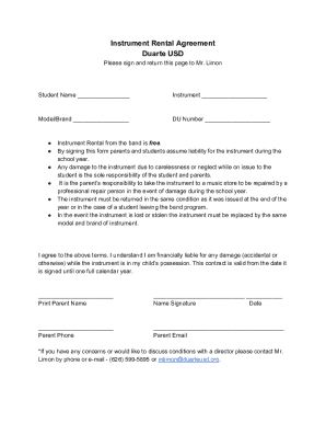 Fillable Online Instrument Rental Agreement Duarte USD Fax Email Print ...