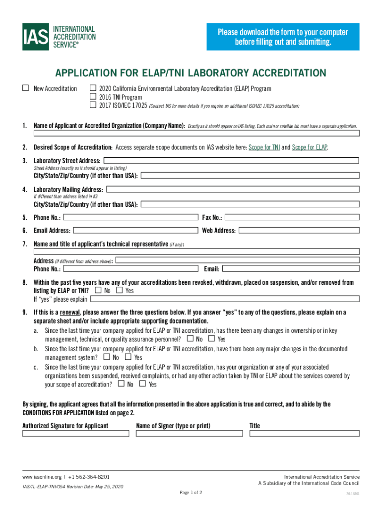 Fillable Online An Overview of the CA ELAP Regulations Versus the TNI ...