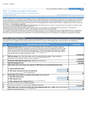 Fillable Online 2022 Tax Rate Calculation Worksheet School Districts ...