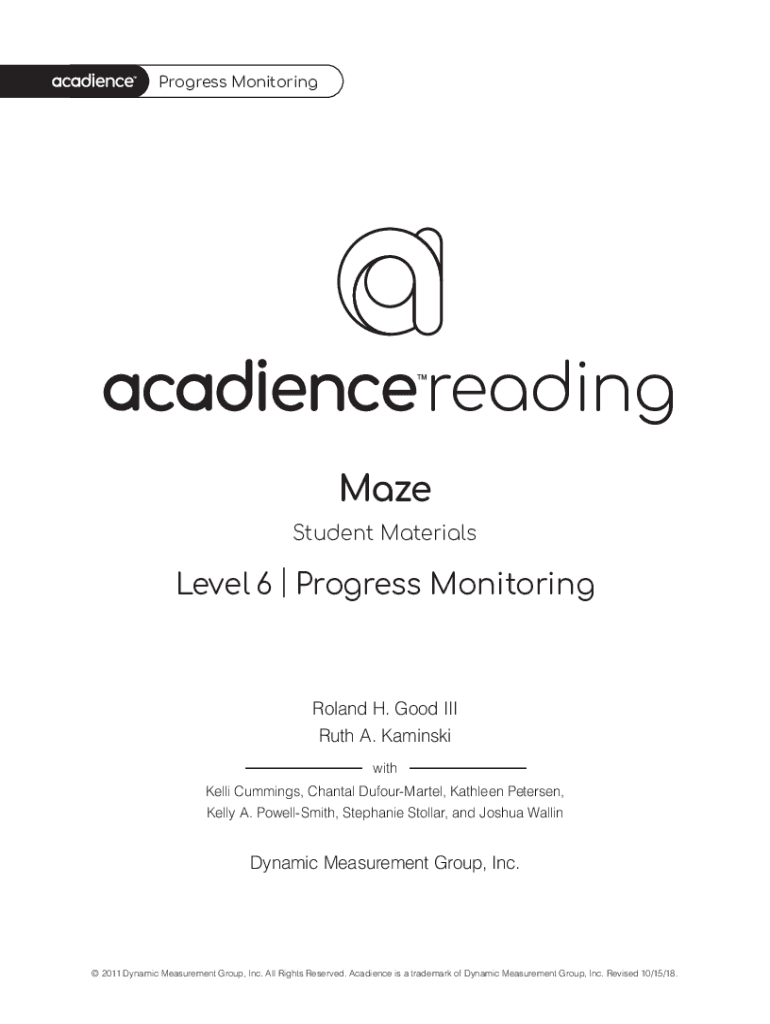 Fillable Online Acadience-Maze-Progress-Monitoring-Student ...