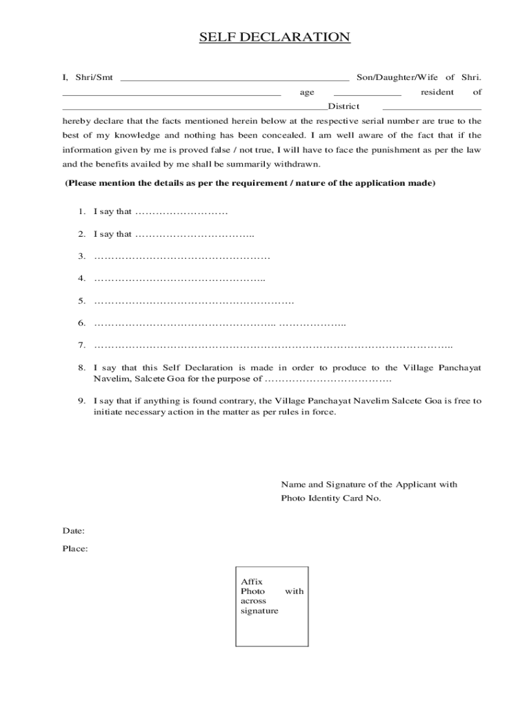 Fillable Online do hereby declare/state - Government Of Goa Fax Email ...