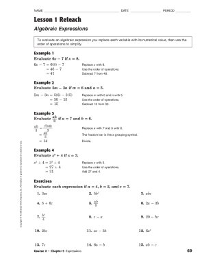 Fillable Online How to Substitute a Number into an Algebraic Expression ...