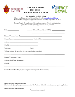 Fillable Online CRS RICE BOWL 2021-2022 GRANT APPLICATION Fax Email ...