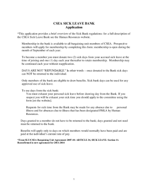 Fillable Online web stlawu CSEA SICK LEAVE BANK Sample Clauses - Law ...