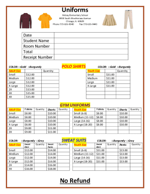 Fillable Online Uniforms. School Uniform Payment Form Fax Email Print ...