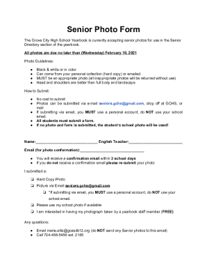 Fillable Online Senior Photo Form Fax Email Print - pdfFiller
