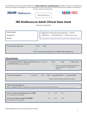 Fillable Online IBD BioResurce Clinical Data Sheet V6.0 231121 clean ...