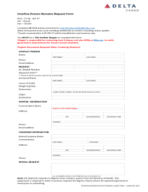 Delta Cargo Human Remains - Fill Online, Printable, Fillable, Blank ...