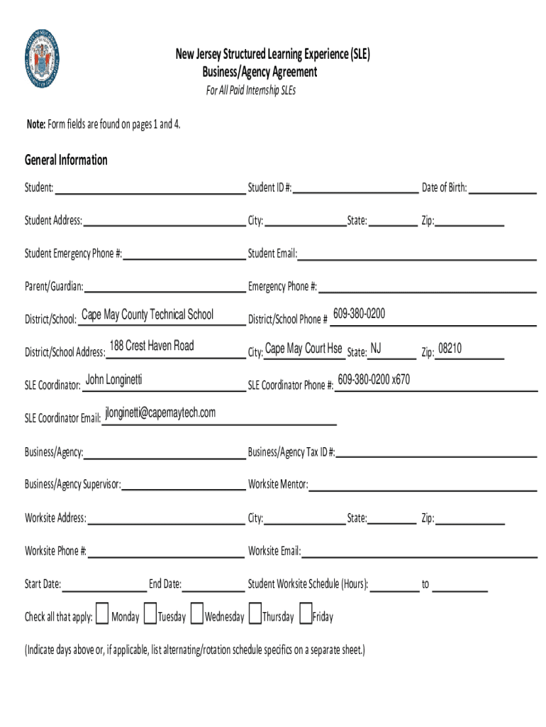 Fillable Online Career-Related Learning Experience Lakeridge High ...