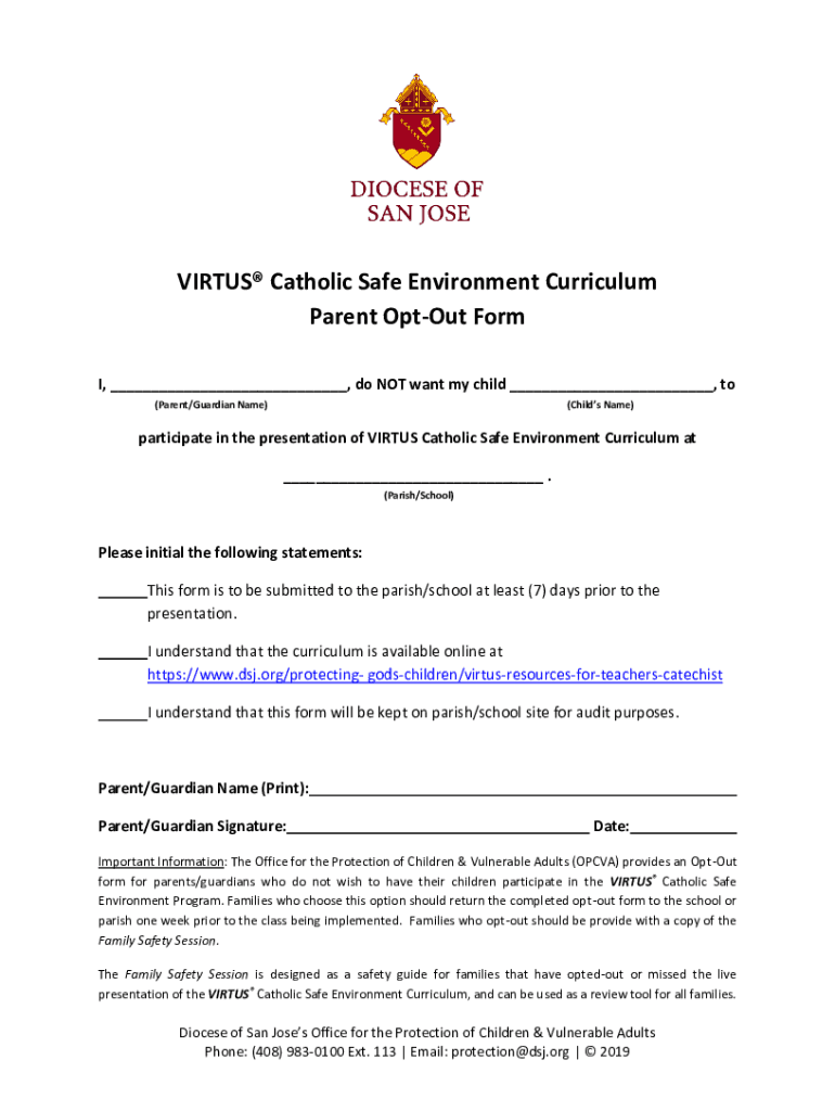 Fillable Online Safe Environment Training for Children - Diocese of Green Bay Fax Email Print ...
