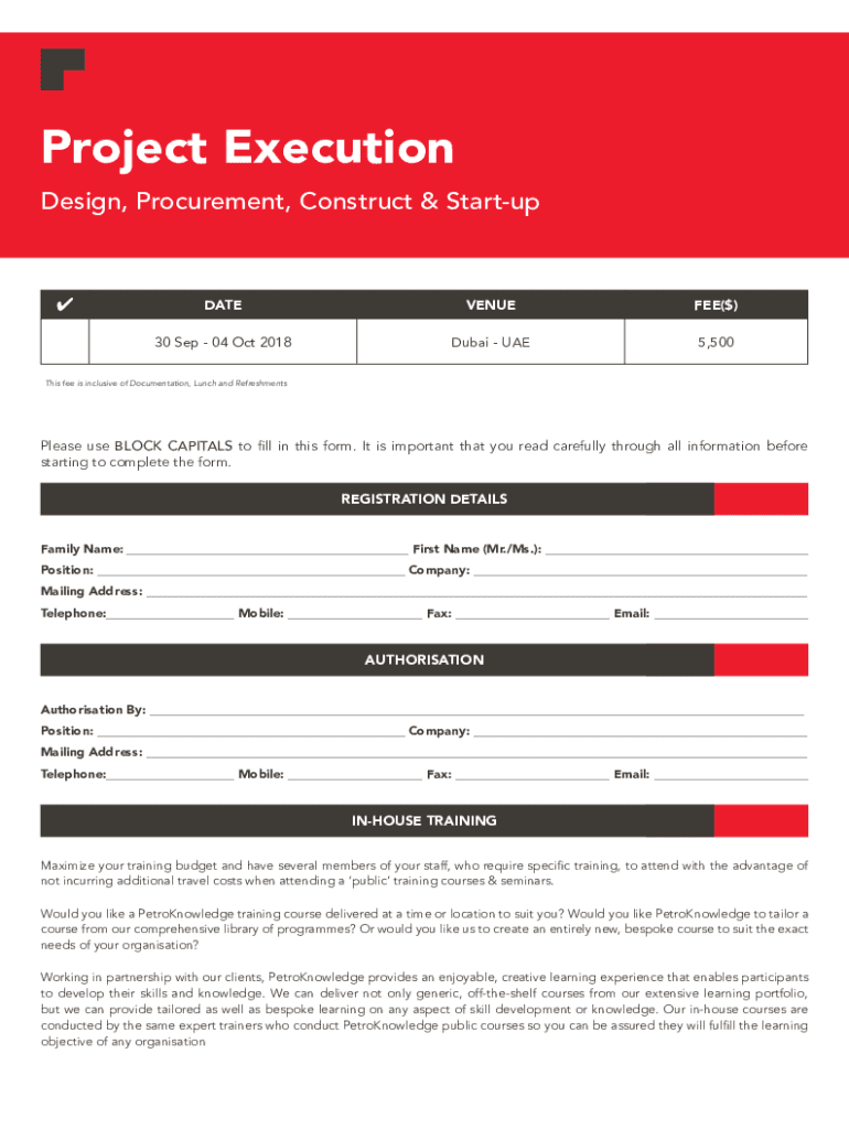 Fillable Online Project Execution and Management Training Course Fax Email Print - pdfFiller