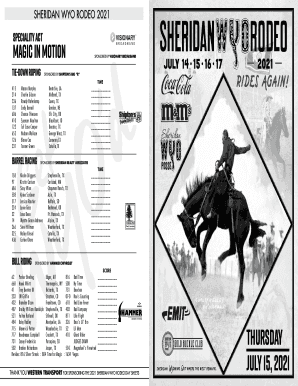 Fillable Online Sheridan WYO RodeoPRCA Rodeo, Sheridan, Wyoming Fax ...