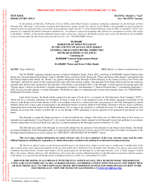 Fillable Online This is a Preliminary Official Statement deemed final ...