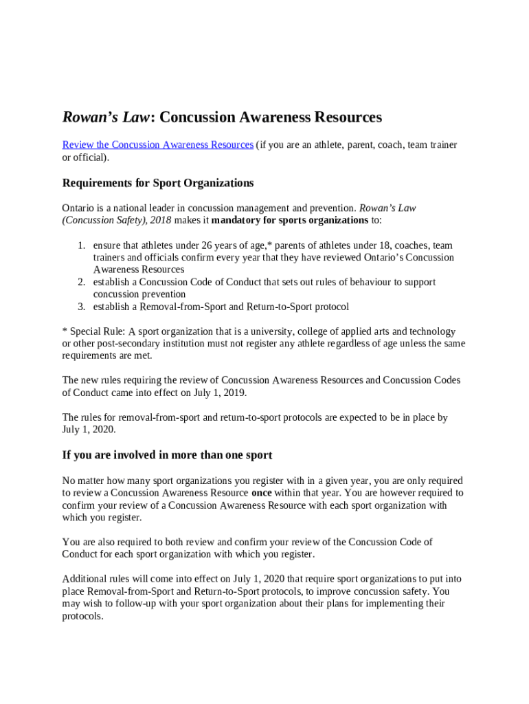 Rowan's Law and the Concussion Code of Conduct - Ngin Doc Template ...