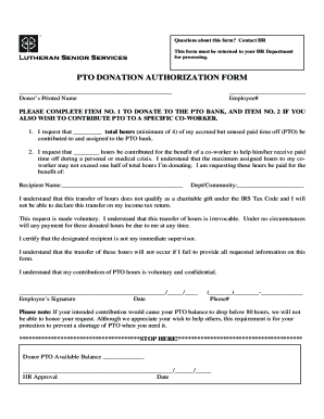 Fillable Online PTO Donation Authorization Form Final 4-1-2011 2x Fax ...