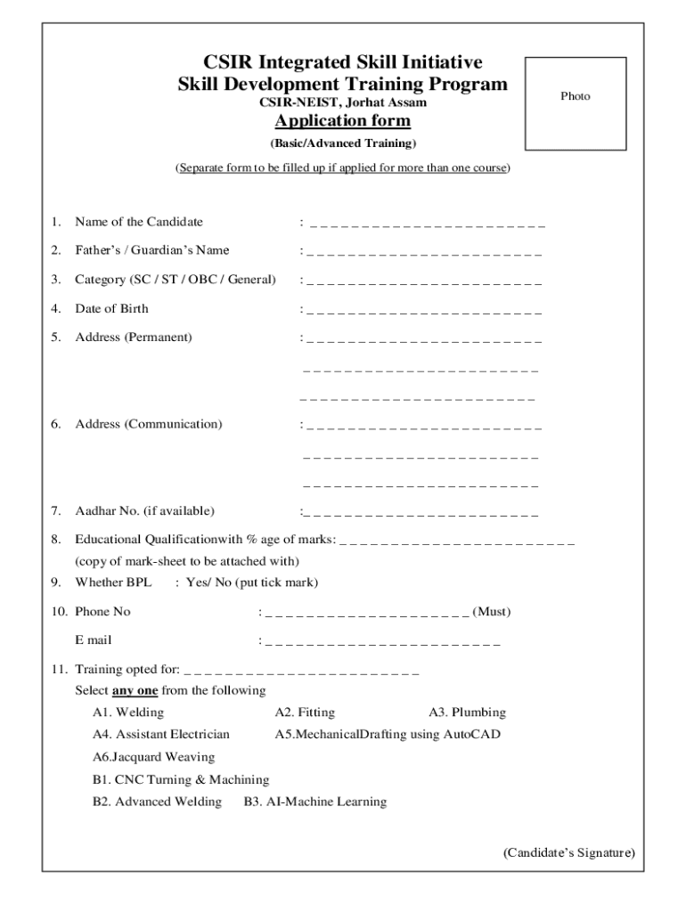 Fillable Online CSIR Integrated Skill Initiative Programme Fax Email Print - pdfFiller