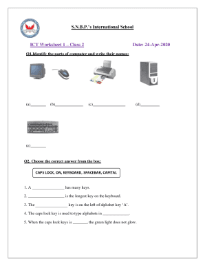Fillable Online S.N.B.P.'s International School ICT Worksheet 1 Class 2 ...