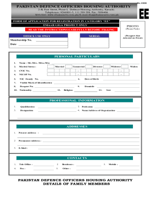 Fillable Online Get the free pakistan defence officers housing ...