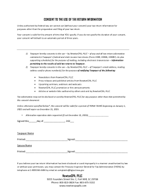 Fillable Online Section 7216 Guidance and Sample Consent Forms - AICPA ...